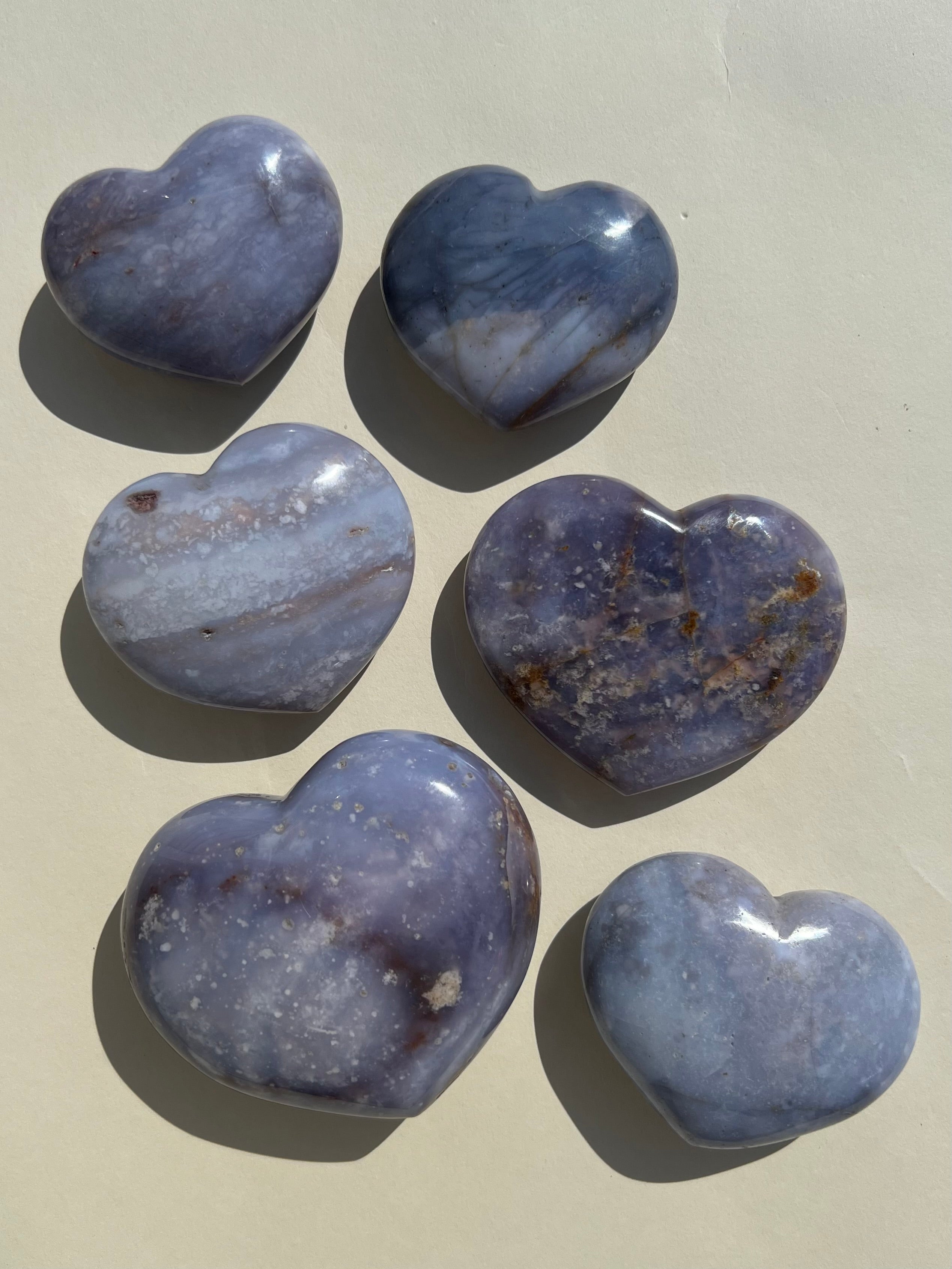 Violet Agate Hearts (6 options) – Calm and Collective Minerals