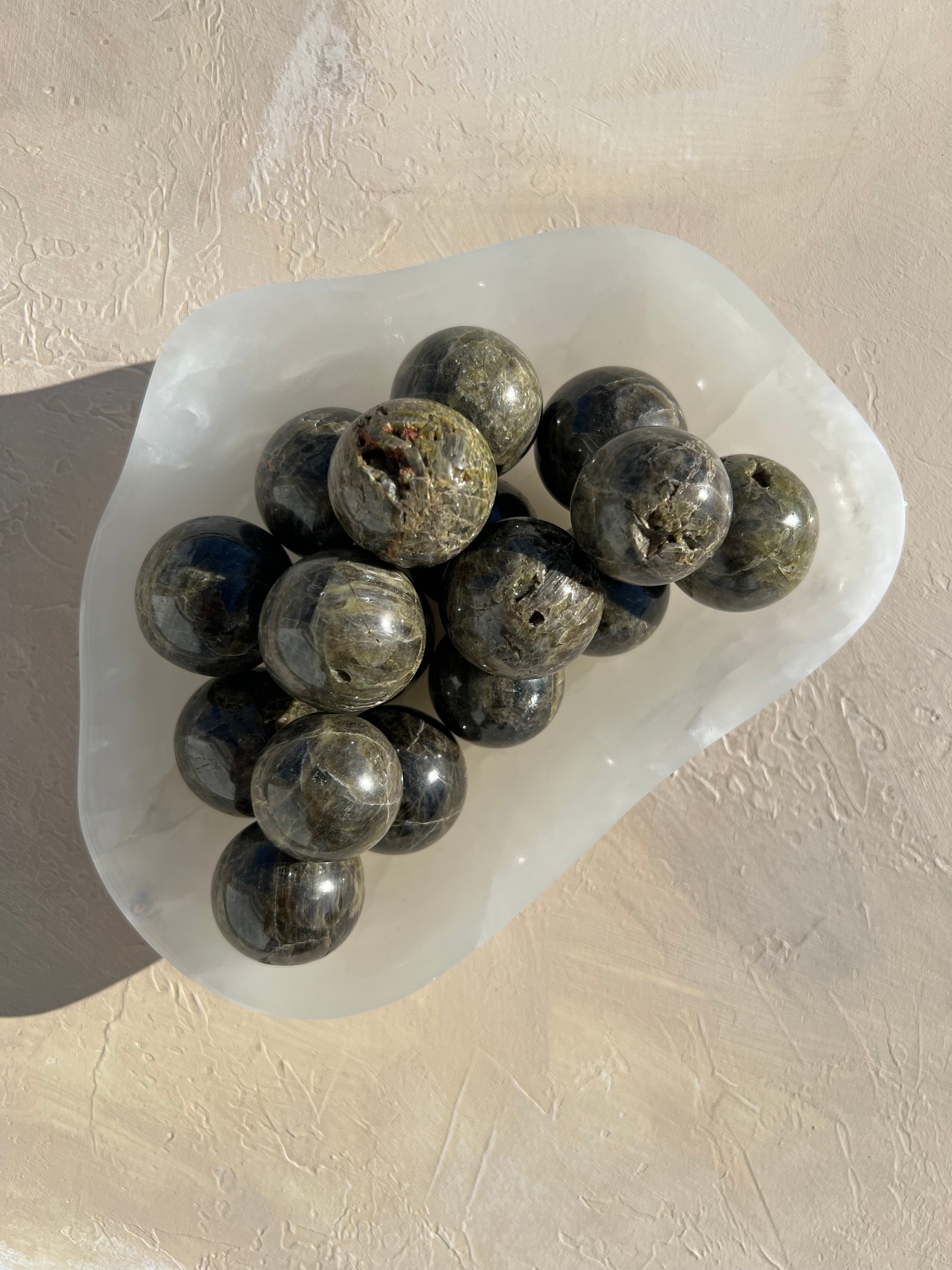 Green Tourmaline Mini Spheres – Calm and Collective Minerals