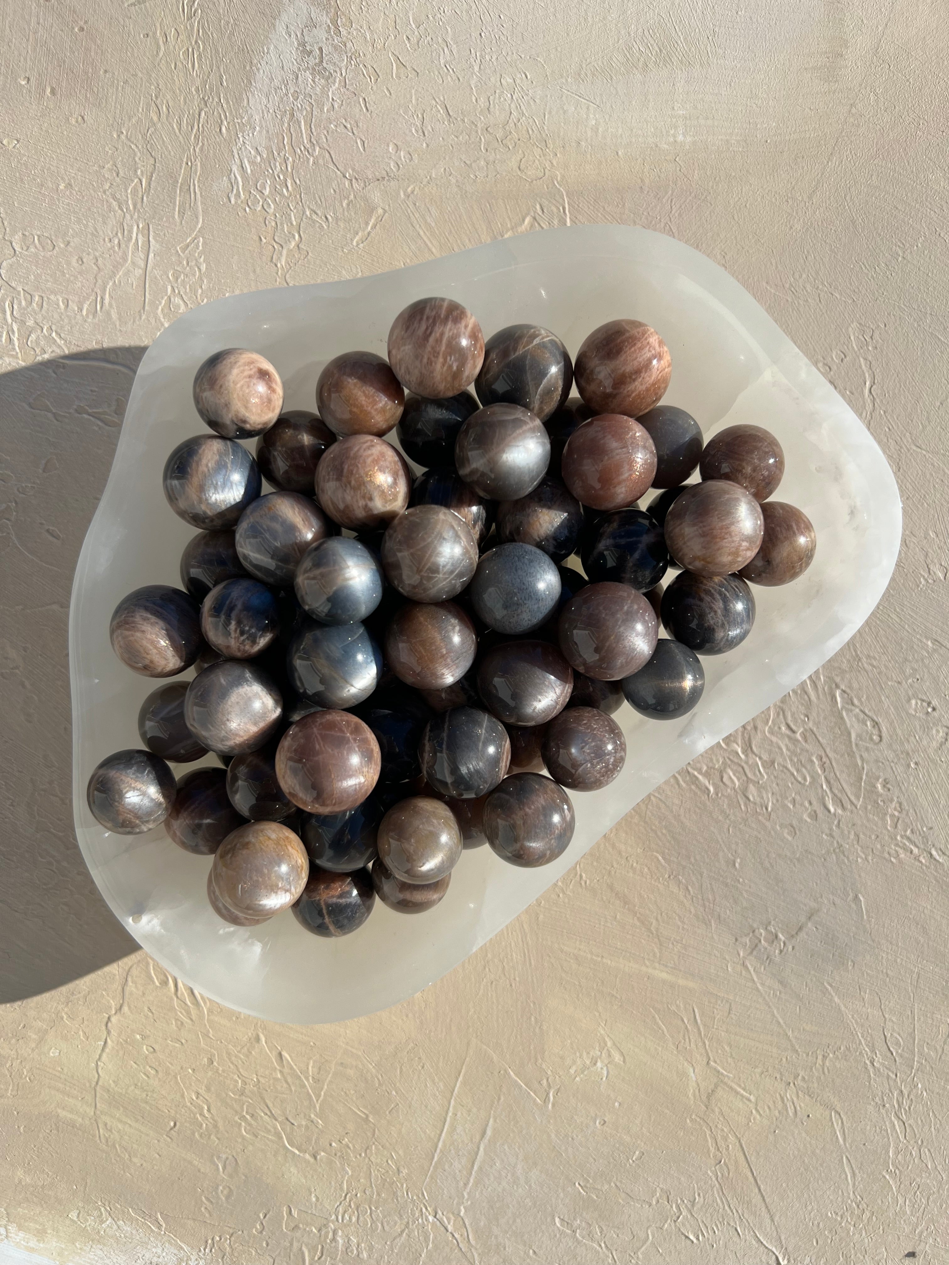 HQ Moonstone Sunstone Mini Spheres – Calm and Collective Minerals